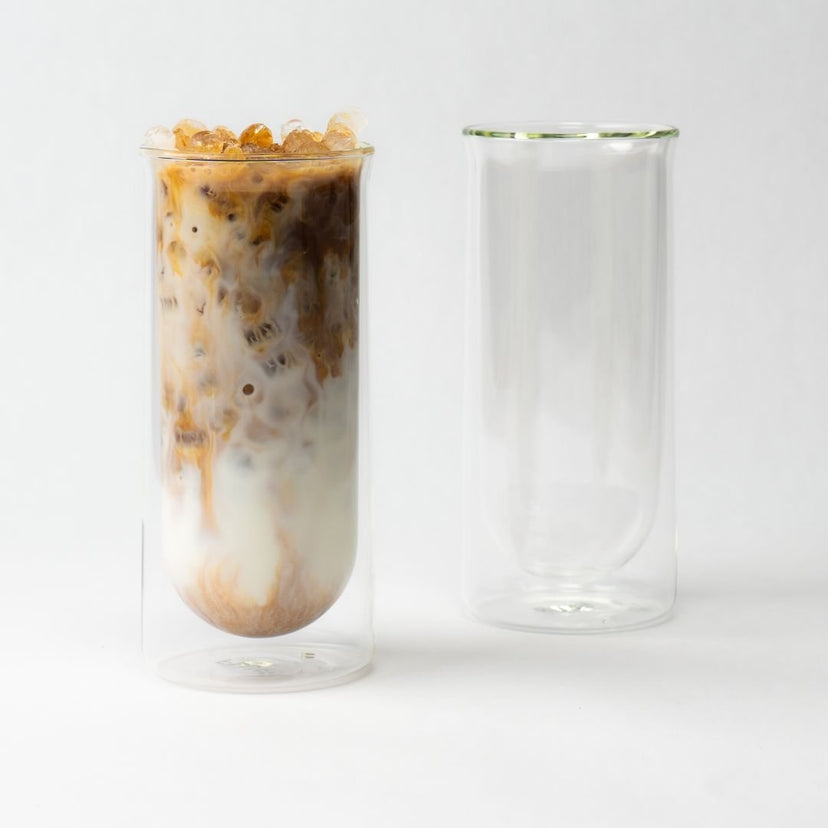 FLUR Iced Coffee Glasses | Double-Walled Borosilicate Cups for Iced Coffee